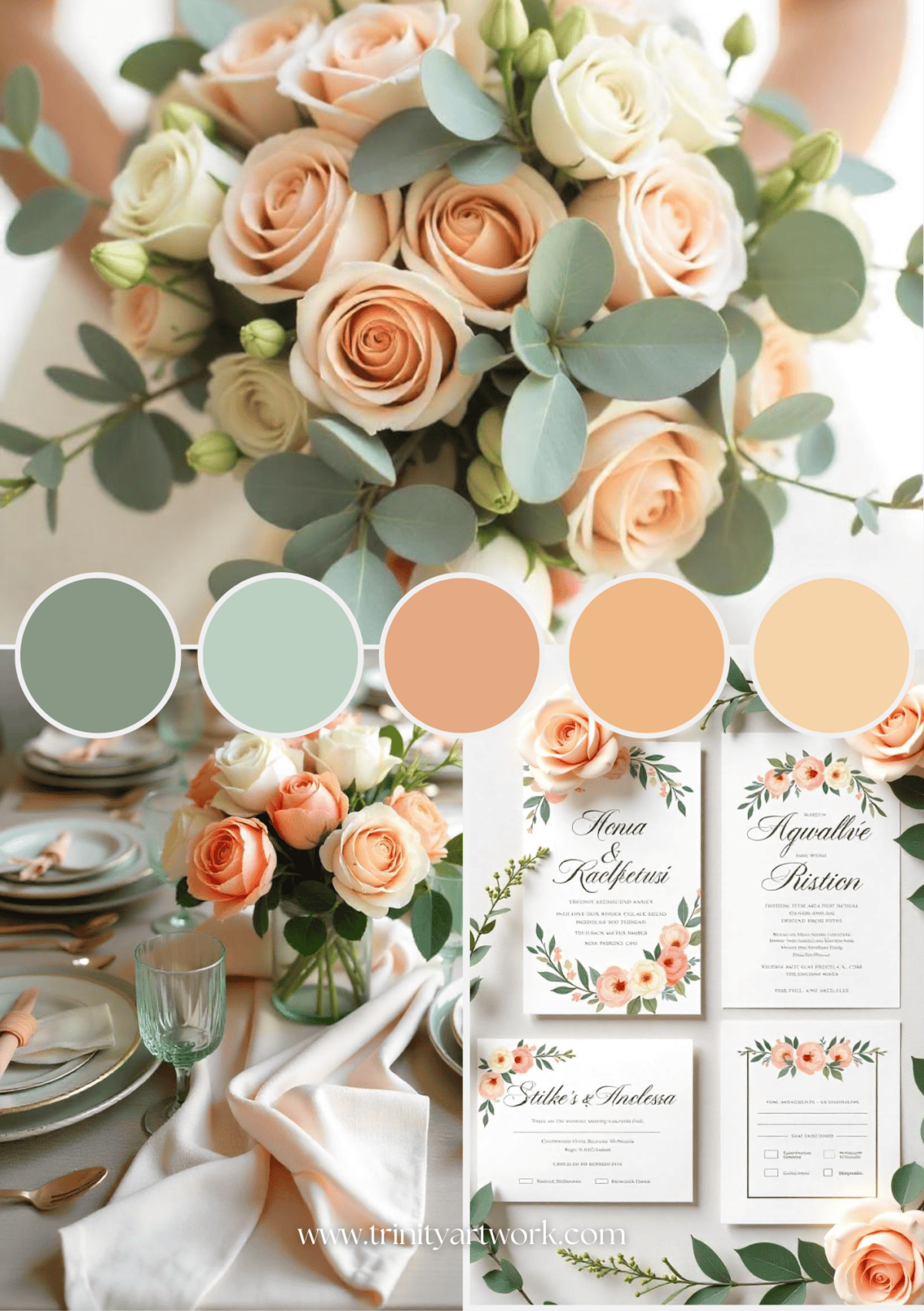 A Symphony Of Peach And Sage Green: A Romantic Wedding Color Palette ...